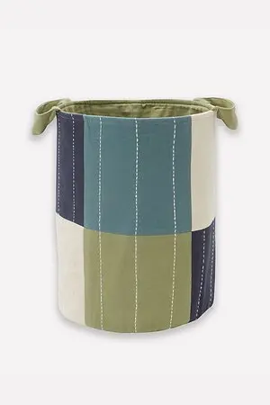 ANCHAL Anchal Checkered Fabric Storage Bin Sage