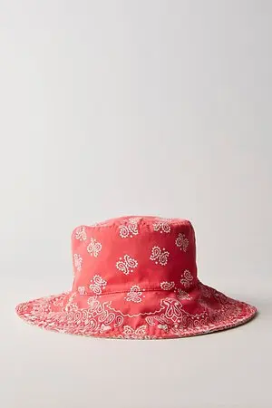 Free People Bandana Bucket Hat - Red