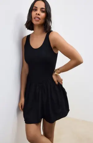 NEXT Linen Blend Fit & Flare Minidress