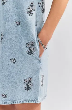 NEXT Floral Cross-stitch Denim Shift Dress