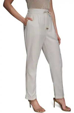 Donna Karan New York Cuffed Cotton Blend Drawstring Pants