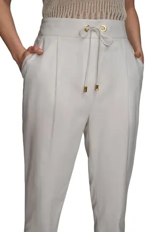 Donna Karan New York Cuffed Cotton Blend Drawstring Pants