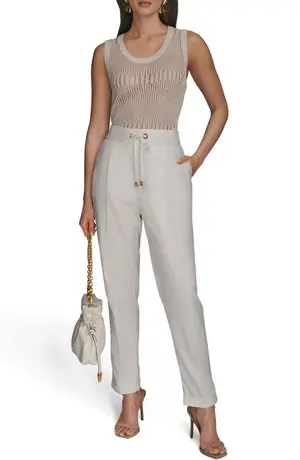 Donna Karan New York Cuffed Cotton Blend Drawstring Pants