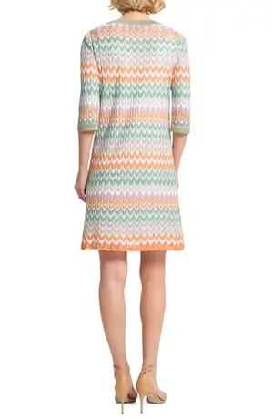 Misook Pointelle Zigzag Knit Shift Dress