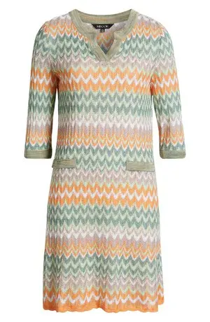 Misook Pointelle Zigzag Knit Shift Dress