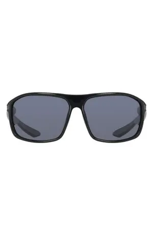 Nike Premier Stride 63mm Rectangular Sunglasses - Black / Grey