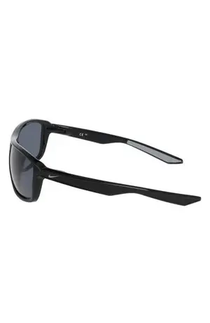 Nike Premier Stride 63mm Rectangular Sunglasses - Black / Grey