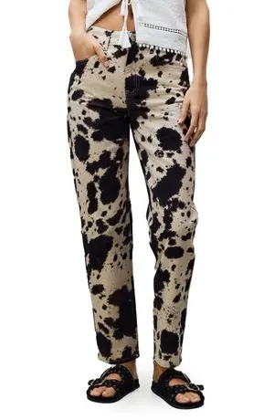 NEXT Cow Print Straight Leg Jeans - Brown