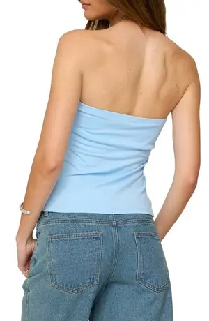 EDIKTED Shelf Bra Stretch Cotton Tube Top - Light-blue