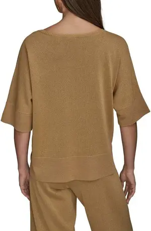Donna Karan New York Metallic Short Sleeve Sweater