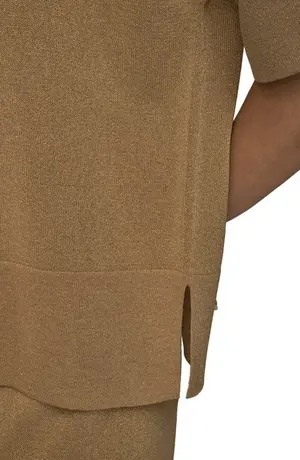 Donna Karan New York Metallic Short Sleeve Sweater