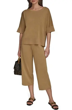 Donna Karan New York Metallic Short Sleeve Sweater
