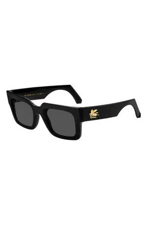 Etro 52mm Rectangular Sunglasses - Black/ Grey