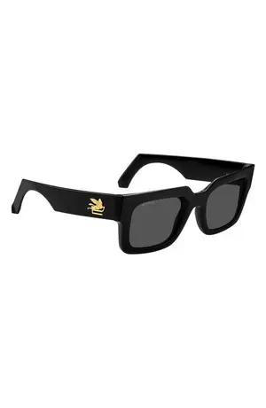 Etro 52mm Rectangular Sunglasses - Black/ Grey