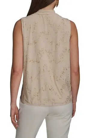 Donna Karan New York Metallic Cowl Neck Sleeveless Top