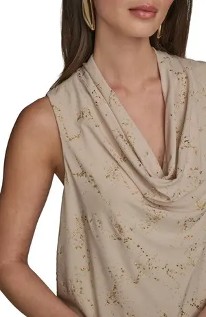 Donna Karan New York Metallic Cowl Neck Sleeveless Top