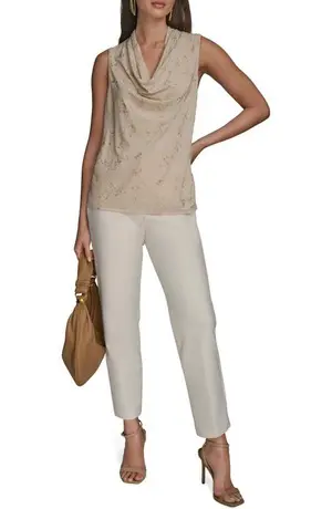Donna Karan New York Metallic Cowl Neck Sleeveless Top