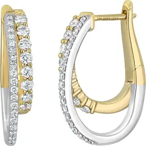 Bony Levy Two-tone Layered Diamond Hoop Earrings - 18k Yellow White Gold
