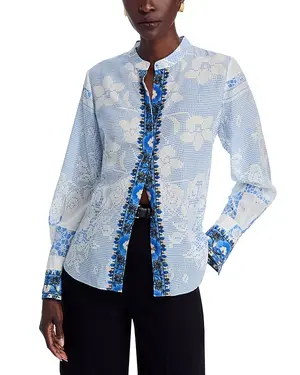 Kobi Halperin Eloise Silk Blouse - Sky Blue Multi
