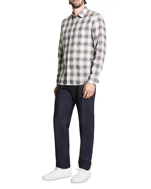 Theory Irving Long Sleeve Linen Shirt In Ombre Check