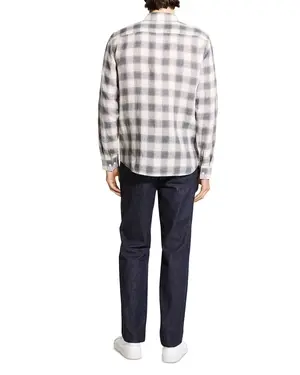 Theory Irving Long Sleeve Linen Shirt In Ombre Check