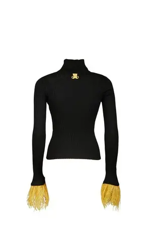 La DoubleJ High Kick Feathered Top - Black