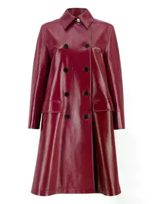 Gucci Leather Double-breasted Trench Coat - Red