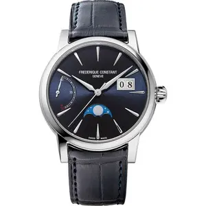 FREDERIQUE CONSTANT Classic Manufacture Automatic Leather Strap Watch - Silver-tone