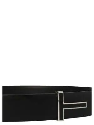 TOM FORD Belt With Metallic T Buckle