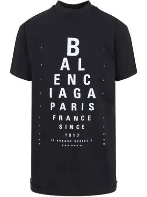 Balenciaga Optical Cotton T-shirt - Black