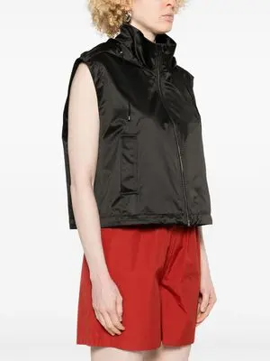 Fendi Hooded Zipped Vest - Black