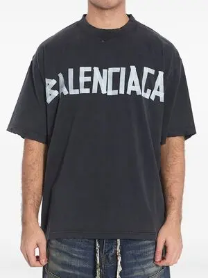 Balenciaga Tape Type Cotton T Shirt Black