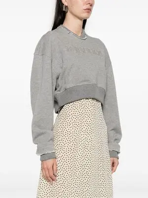 Alexander McQueen Alexander Mc Queen Logo Cotton Cropped Sweatshirt - Grey