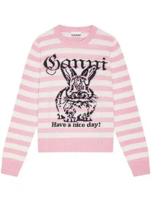 GANNI Crewneck Wool Jumper - Pink