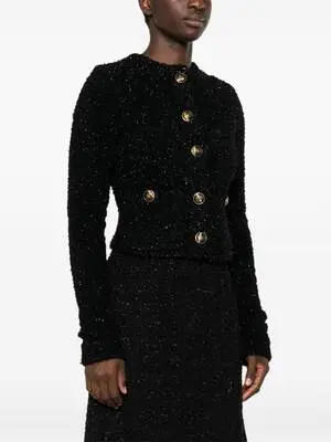 Balenciaga Bouclé Cropped Jacket - Black