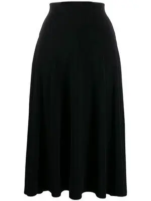 Norma Kamali Flared Jersey Midi Skirt - Black