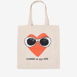 BLACK SCORE Cotton Shopper Bag With Print - White