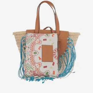 CUBA LAB Tropicana Large Raffia And Leather Bag - Red