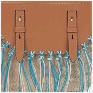 CUBA LAB Tropicana Large Raffia And Leather Bag - Red