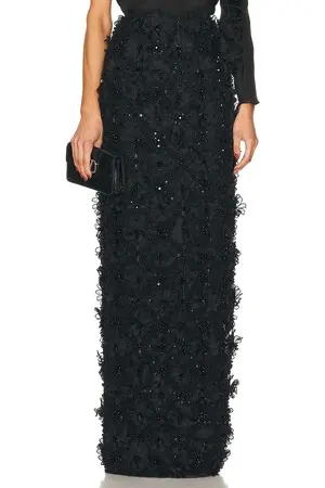 Carolina Herrera Embellished Column Skirt - Black