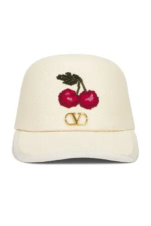 Valentino Garavani V Logo Signature Baseball Hat - Naturale  Rosso  Verde  & Antique Brass