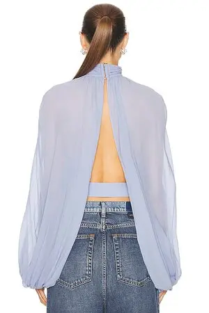 Stella McCartney Creponne Drape High Neck Top