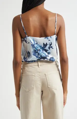 L'Agence Jane Floral Print Silk Camisole - Whiteblue