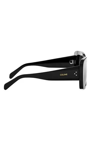 Celine Geometric Sunglasses - Shiny Black / Gradient Smoke