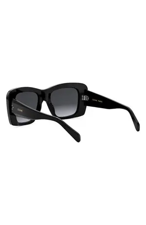 Celine Geometric Sunglasses - Shiny Black / Gradient Smoke