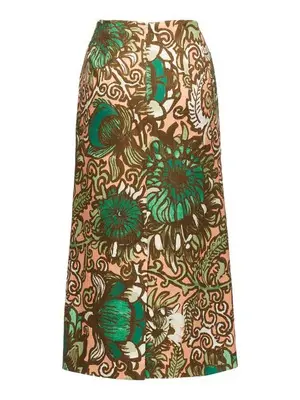 La DoubleJ Printed Shot Cotton Pencil Skirt