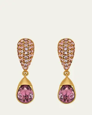 Oscar De La Renta Pave Drop Earrings - Yg/iris