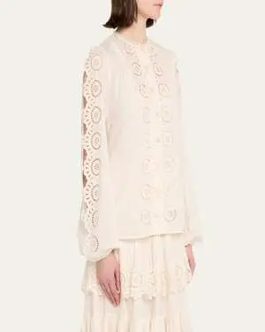Zimmermann Lucky Embroidered Blouse - Ivory