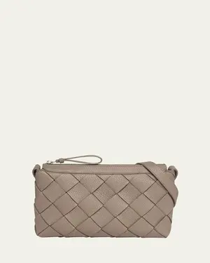 Bottega Veneta Diago Zip Intreccio Messenger Bag Stone