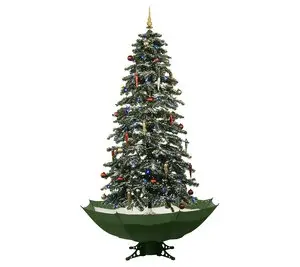 CHRISTMAS TIME 67' Musical Snowy Indoor Holiday Decor Tree - One-color
